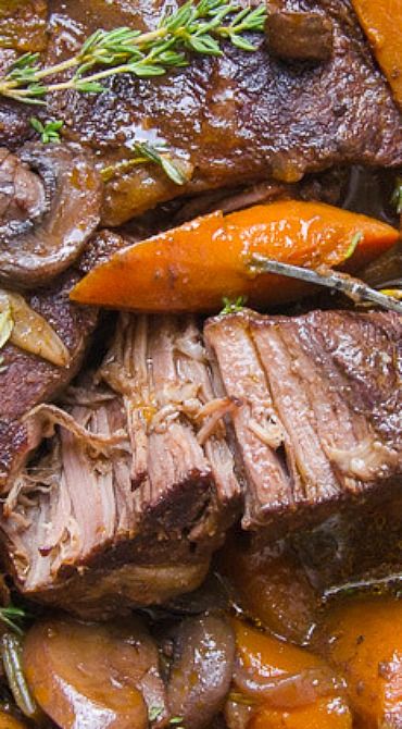 Easy Dutch Oven Pot Roast With Rich Wine Porcini Sauce Recipe Roast Beef Recipes Oven Pot