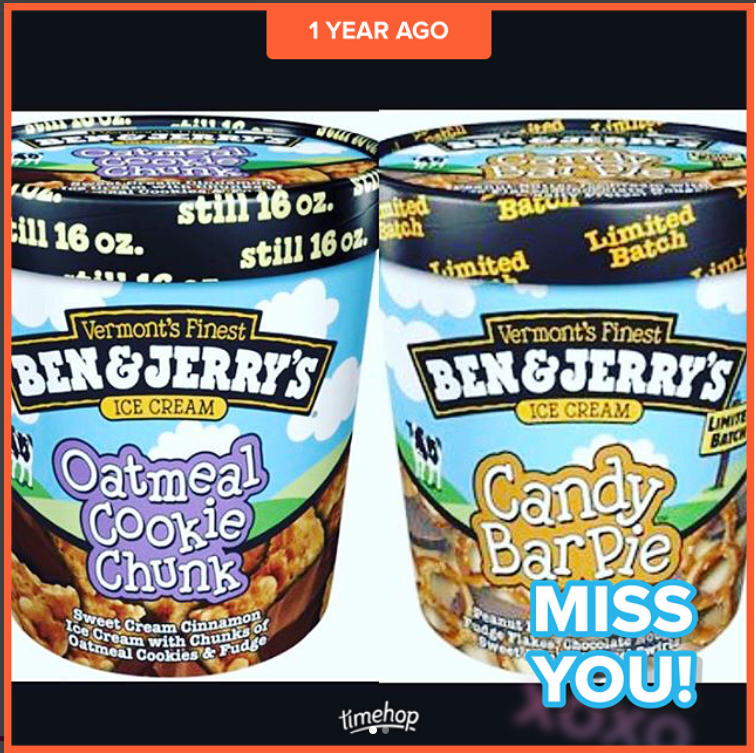 Ben And Jerrys Oatmeal Cookie Chunk And Candy Bar Pie Ice Creams