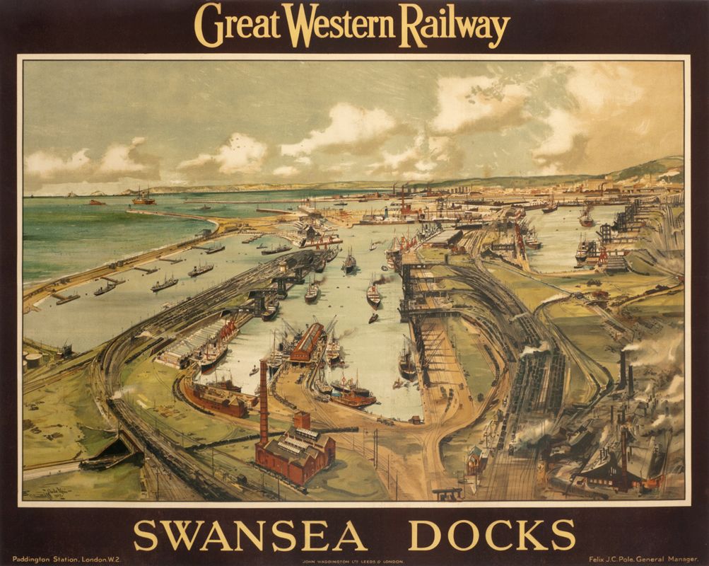 Great Western Railway Swansea Docks By Dixon Charles Train Posters Ski Posters Railway