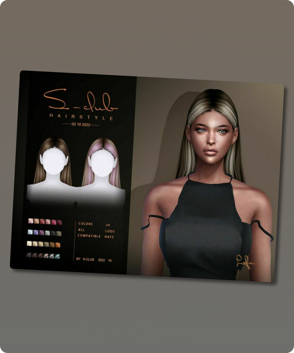 Long Straight Hairstyle Lofa021022 By S Club Sims 4 Hairstyle Cc In