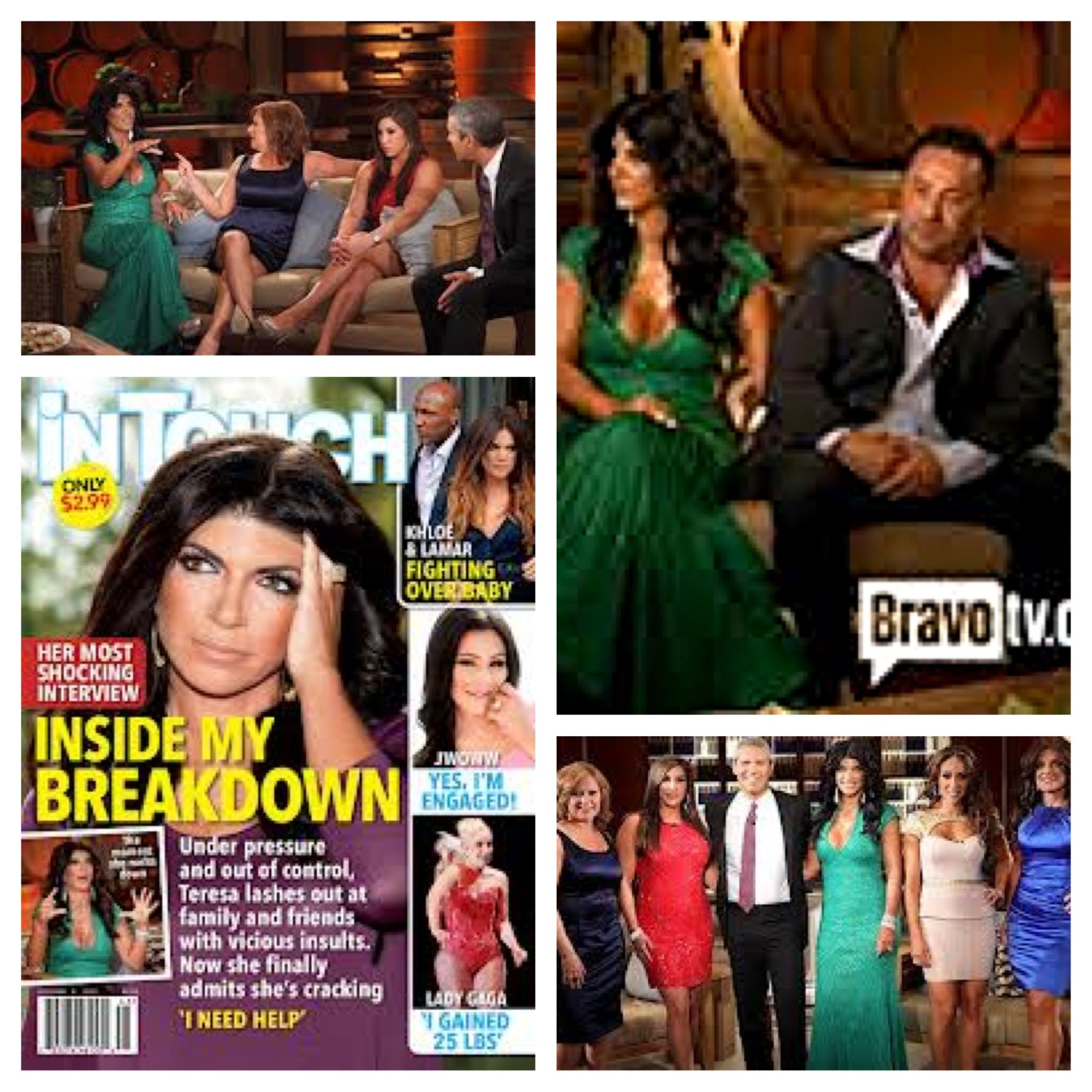 Teresea Giudice From Rhonj Wearing Holt Custom Made Emerald Green Dress For Bravos Season 4