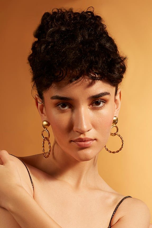 Joules By Radhika Twisted Double Loop Earrings Gold Brass At Aza Fashions In 2024 Loop