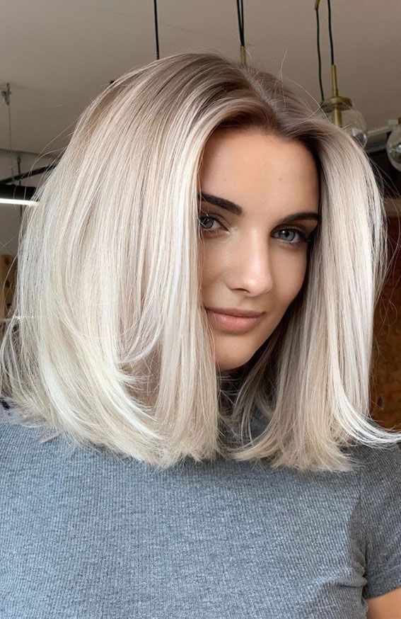 40 Trendy Lob Haircuts Hairstyles In 2022 Aesthetic Platinum Blonde Lob