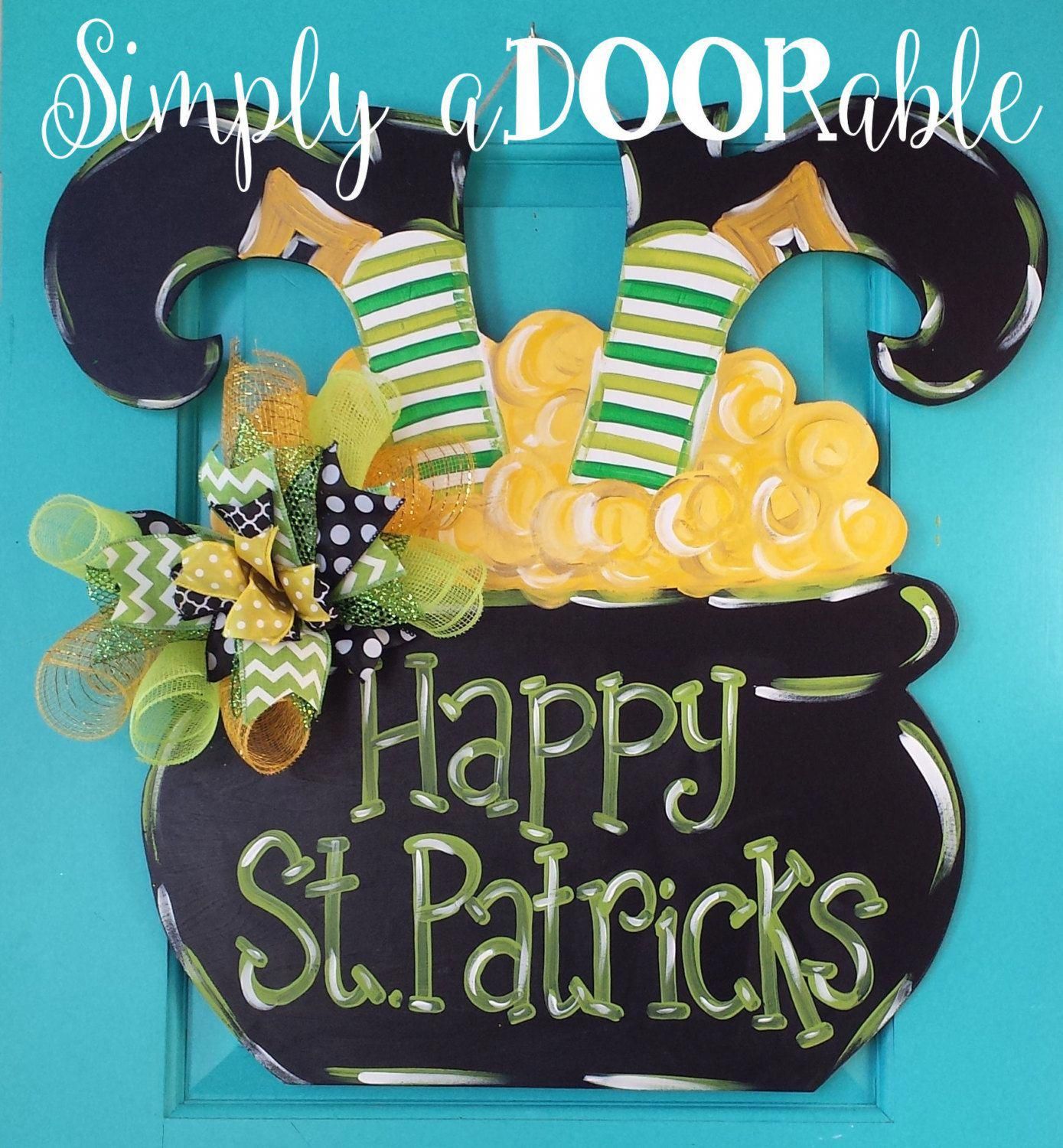 St Patricks Day Pot Of Gold Wood Door Hanger By Simply Adoorable St