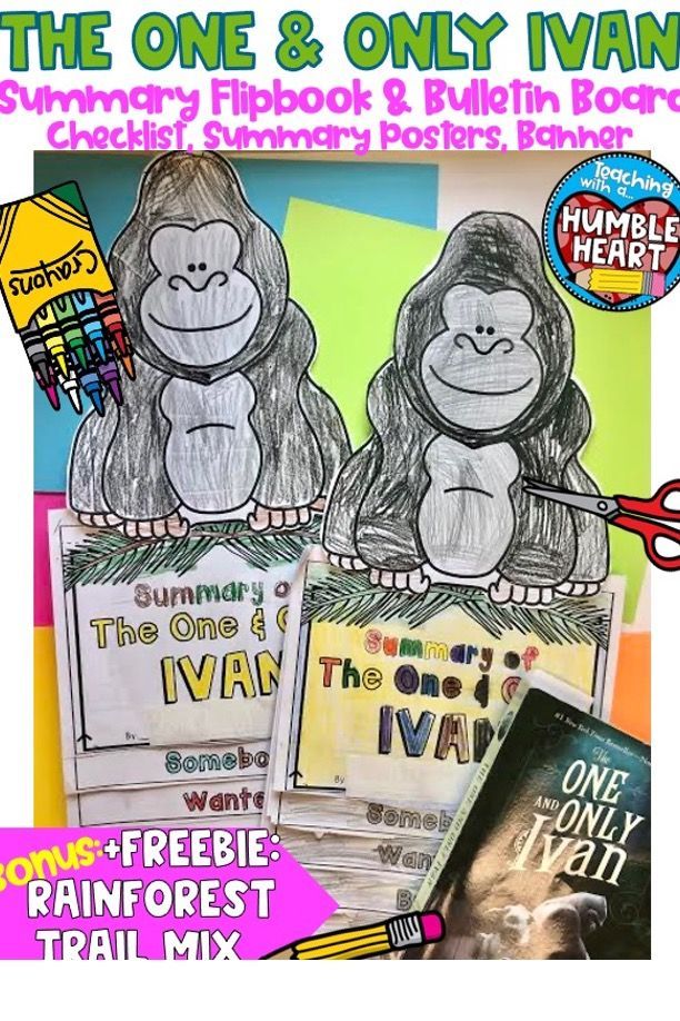 The One And Only Ivan Summary Flip Book Bulletin Board And Celabration Freebie Summarizing