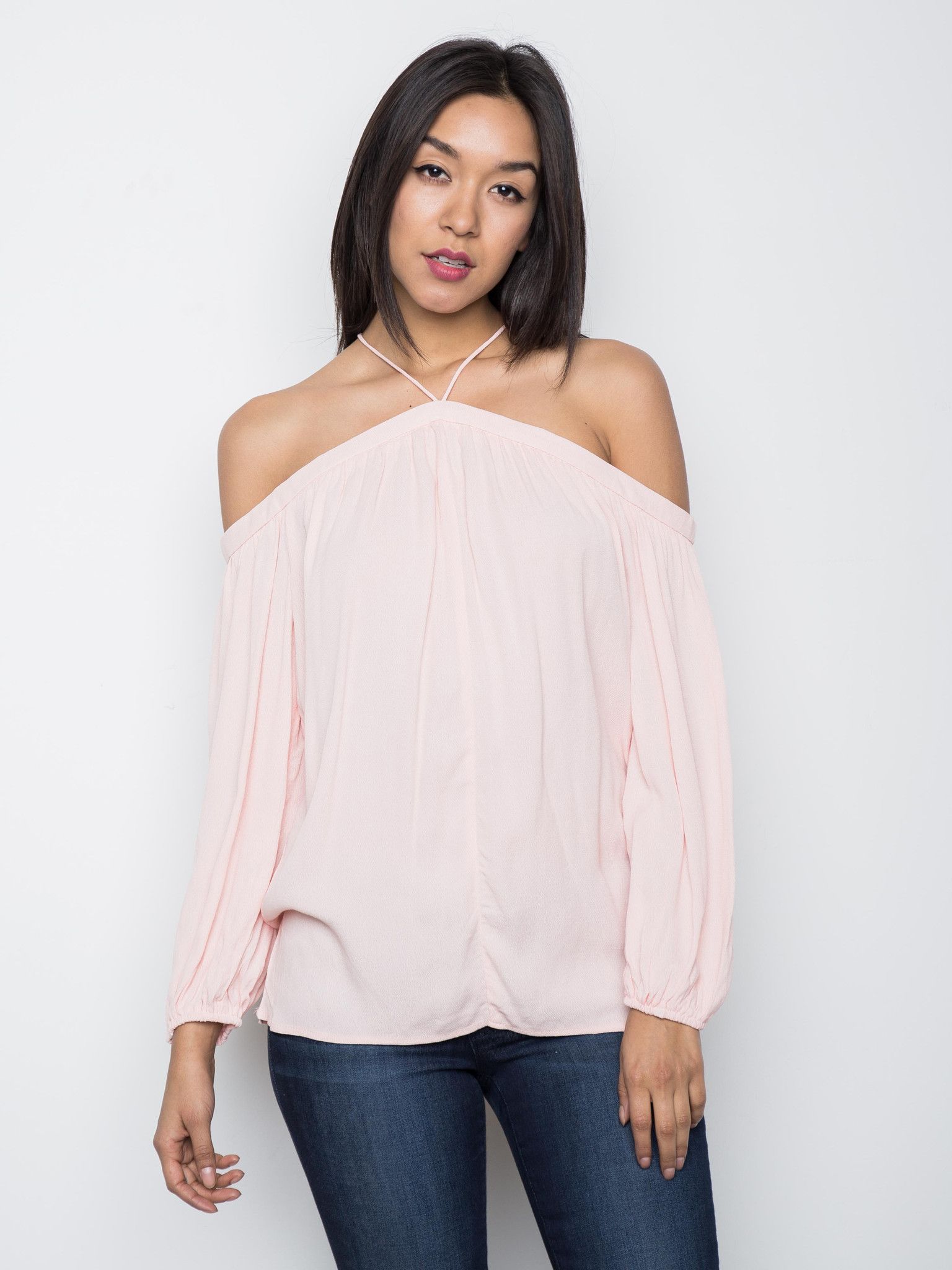 Flowy Cold Shoulder Halter Top Fashion Halter Top Tops