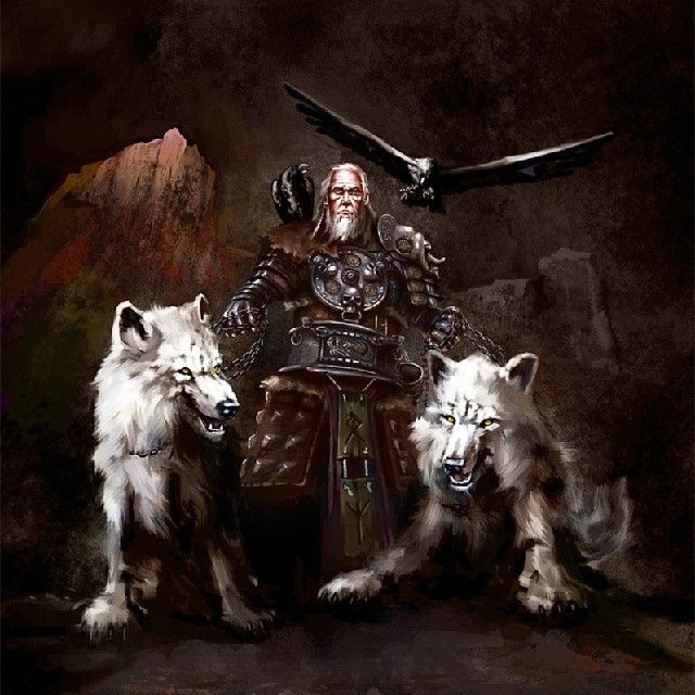 Allfather Odin With His Wolves And Ravens Norse Pagan Norse Norse Mythology