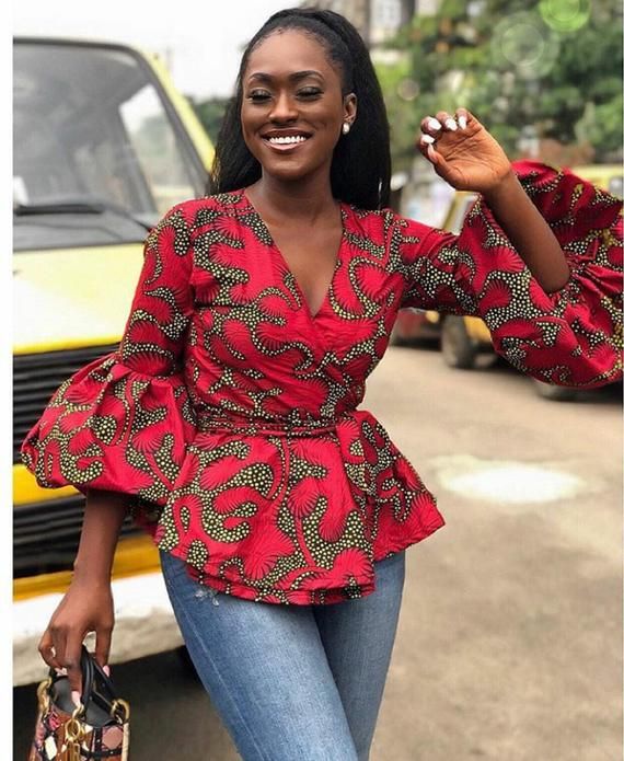African Print Peplum Top Ankara Top African Print Wrap Top Ballon