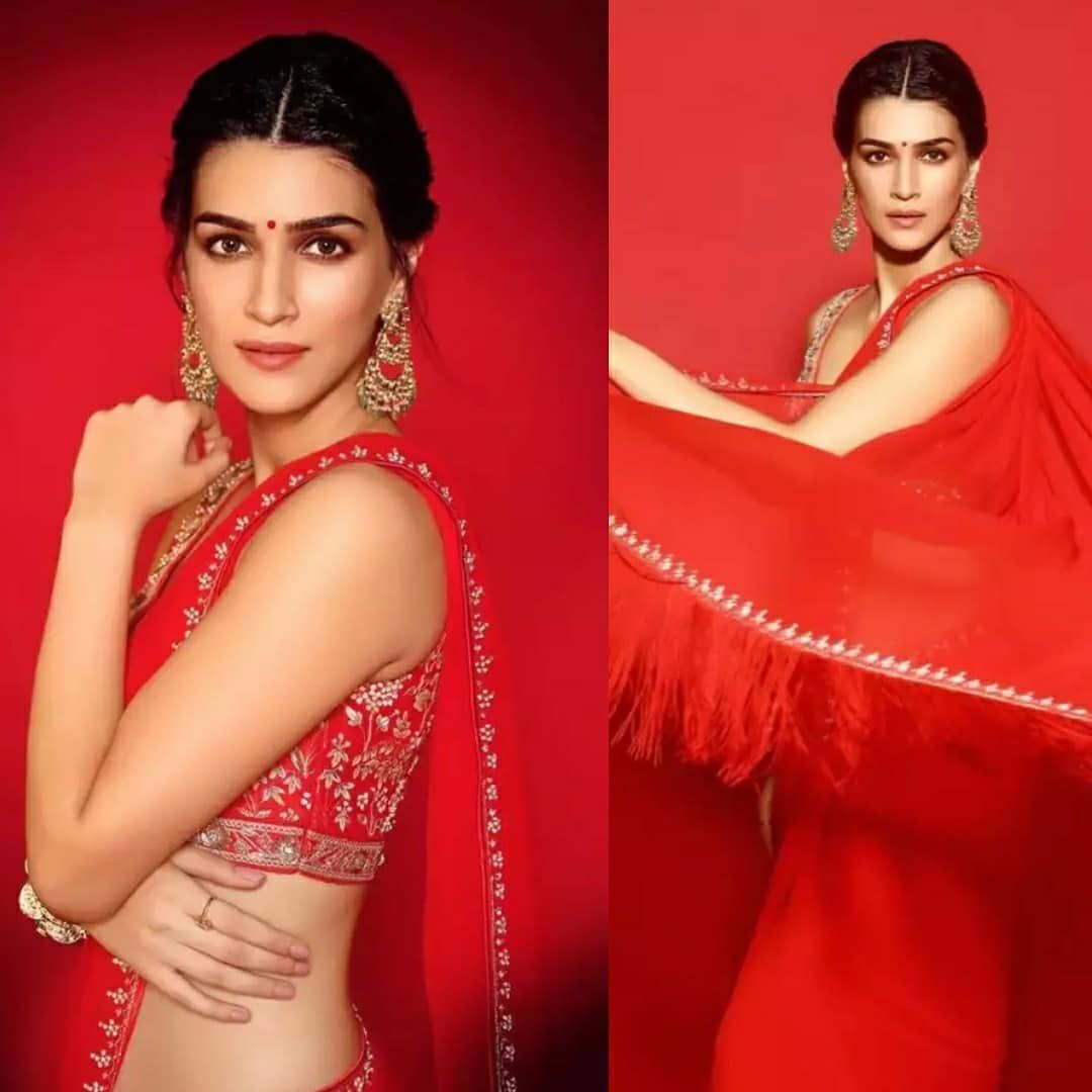 Kriti Sanon Looks Sizzling Leaving No Stone Unturned In Glamorous Red