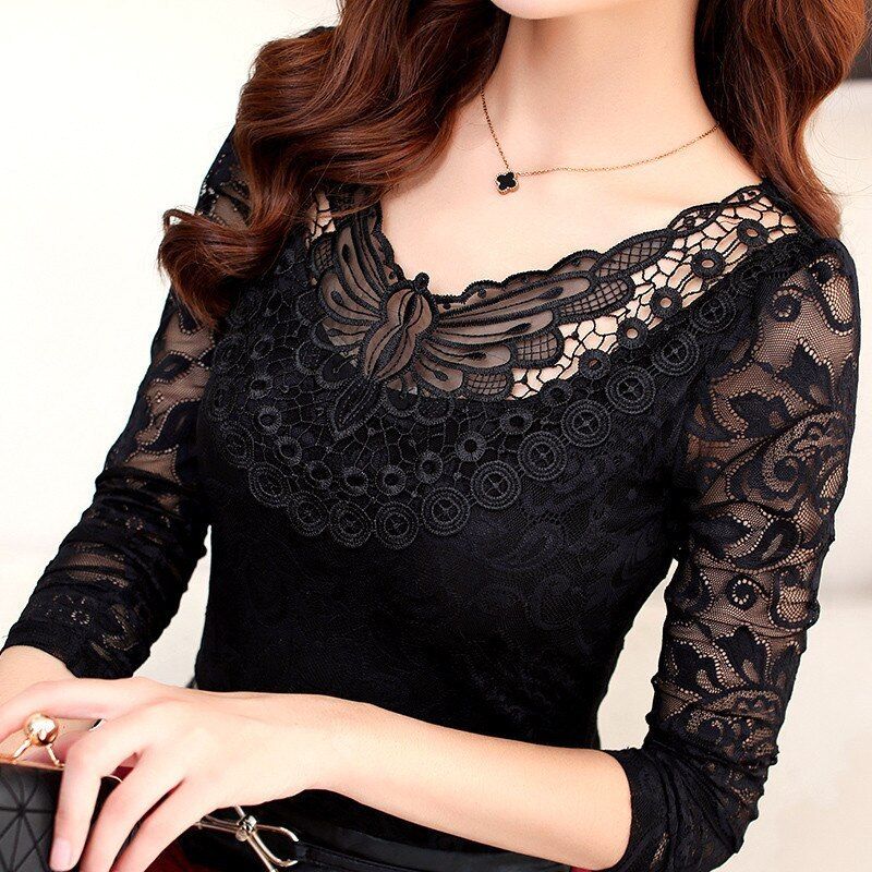 Elegant Lace Blouse Shirt Ladies Tops M 4xl Blusas De Encaje Blusas Blusas Mujer