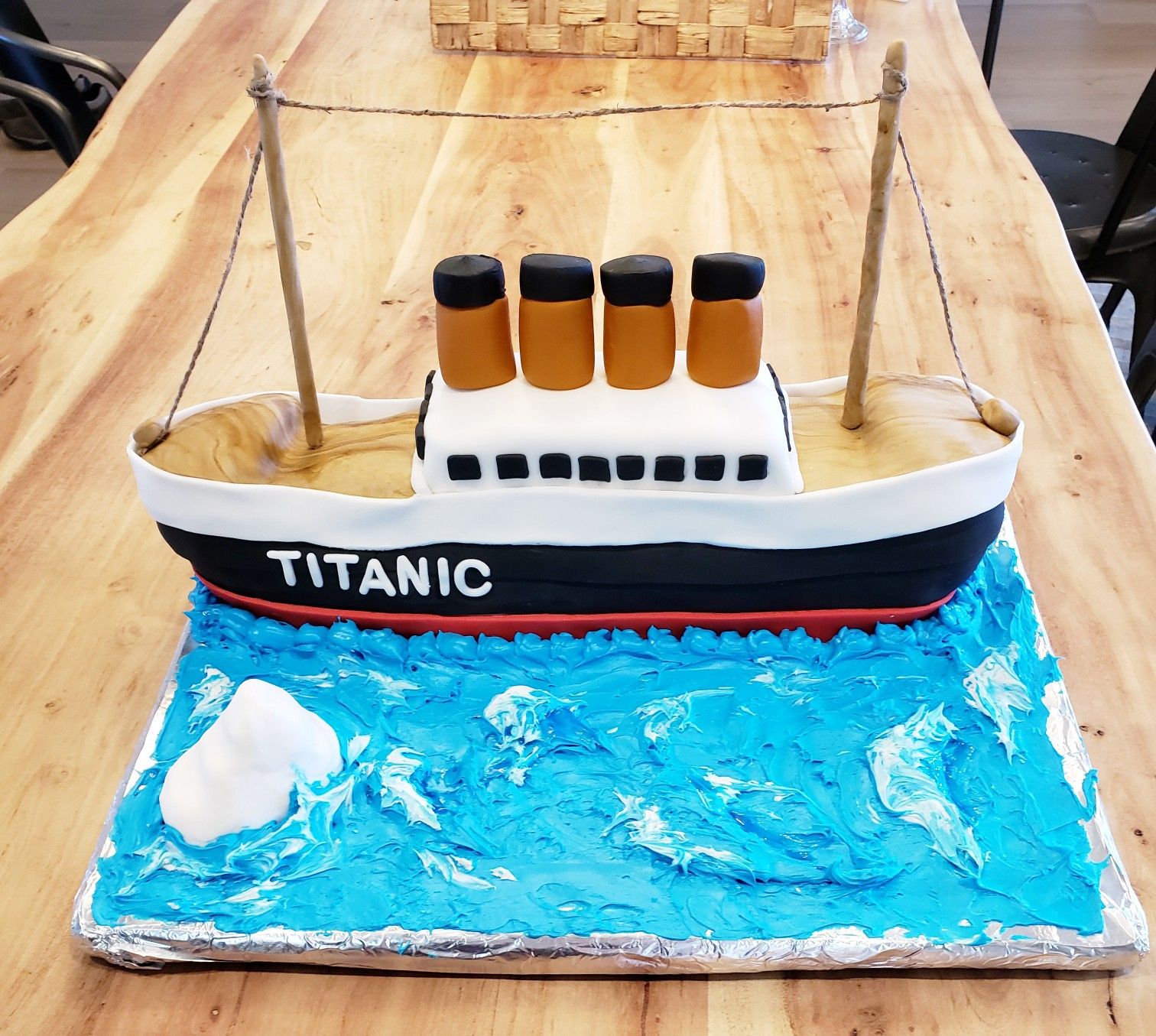Titanic Cake I Made For Our Little Guy Titanic Cake Boatcake Titaniccake 7th Birthday Cakes