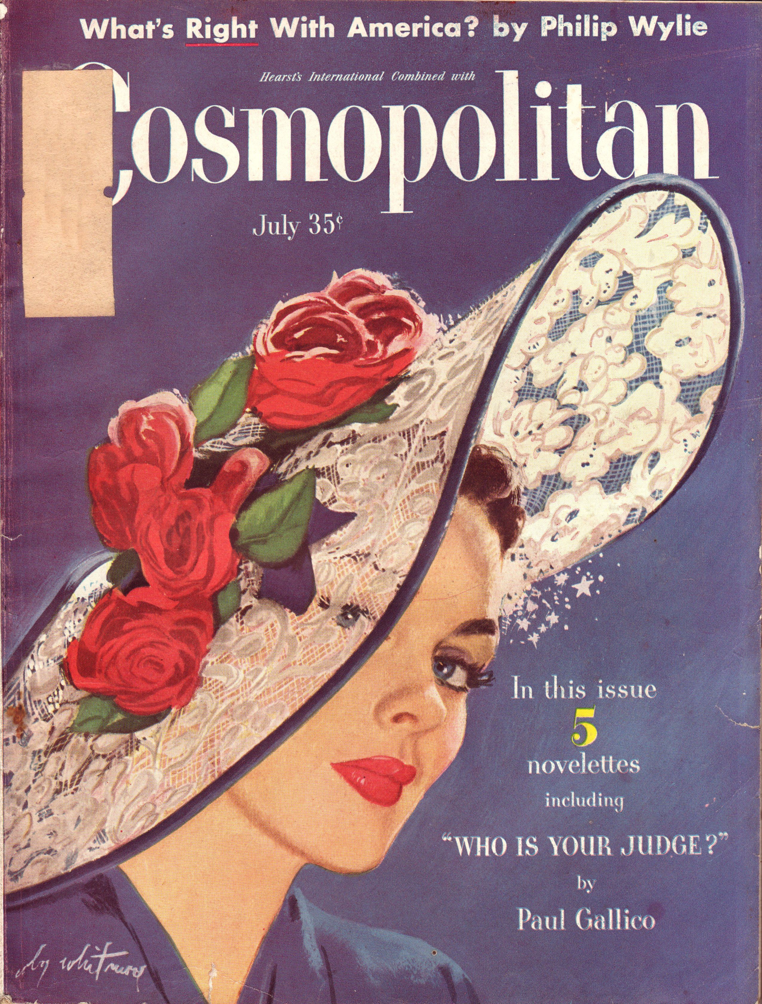 An Old Magazine Cover With A Woman Wearing A Hat And Roses On The Front