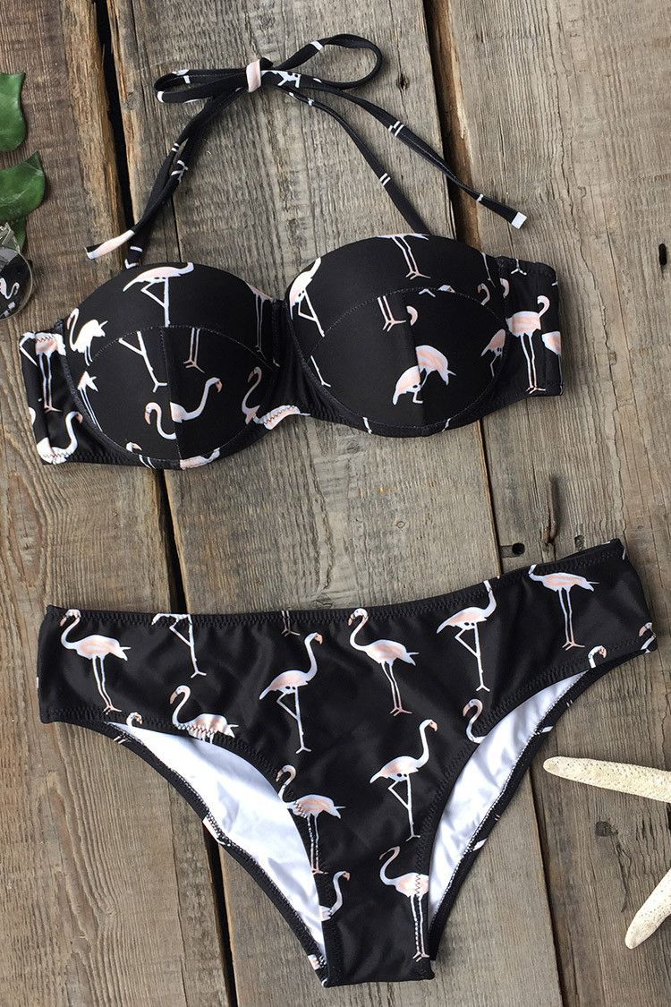 Cupshe Somewhere Fast Flamingo Bikini Set Flamingo Bikini Bikinis