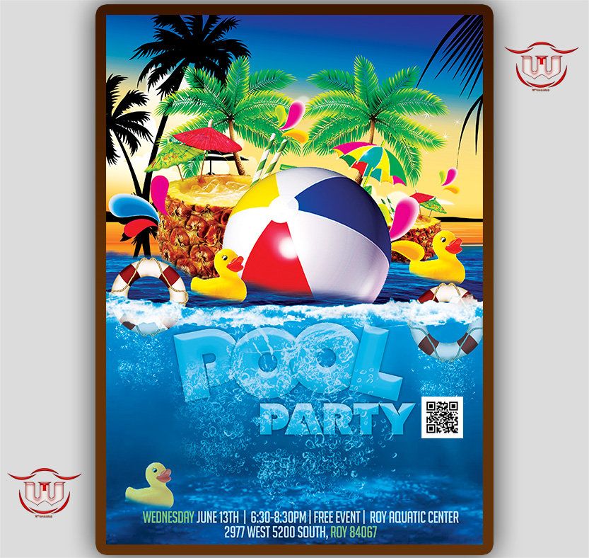 Pool Parties Flyer Party Flyer Summer Birthday Party Summer Pool Party Stationery Design