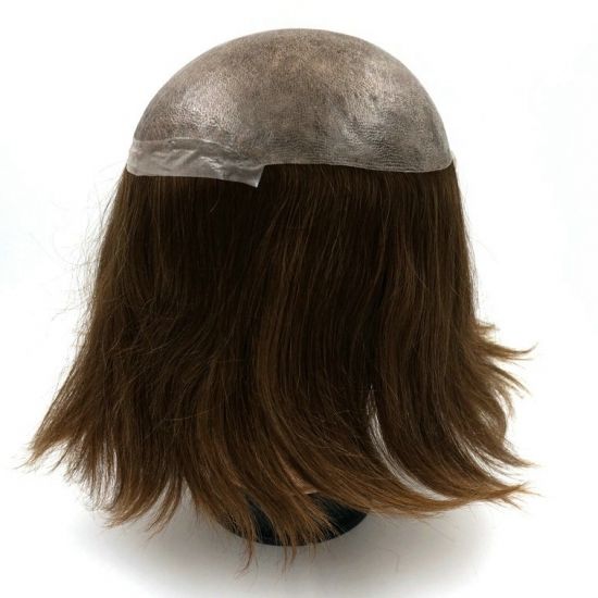 Real Fine Human Hair Wigs For Alopecia Women Full Pu Skin Glue Wigs Hair Pieces Human Hair