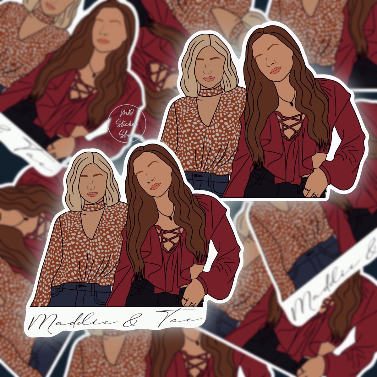 Maddie And Tae Duo Silhouette Sticker Vinyl Sticker Paper Sticker Paper Stickers