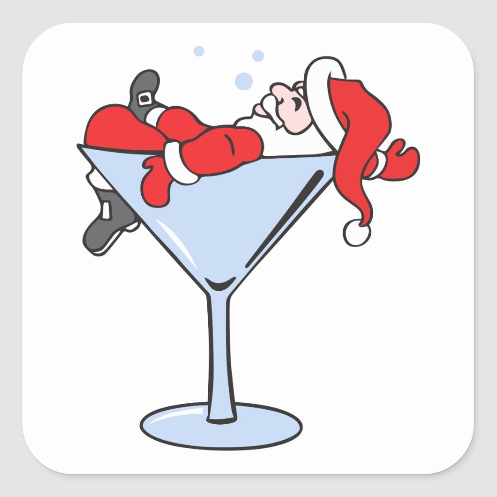 Tipsy Santa Square Sticker Zazzle Christmas Cards Handmade Custom Holiday Card Santa Card
