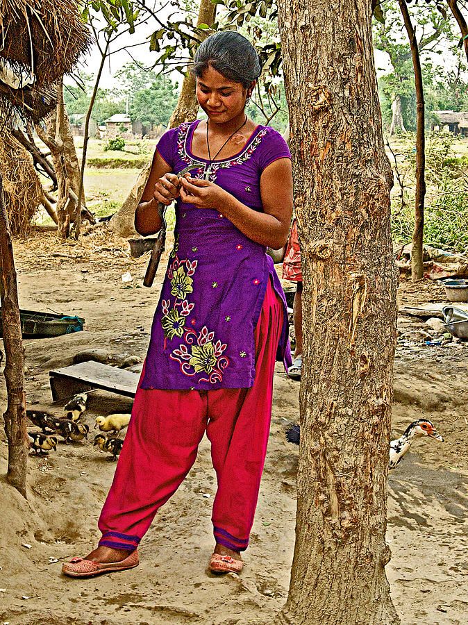 Village Woman In Traditional Nepali Clothing In Tharu Village In Nepal Traditional Dresses