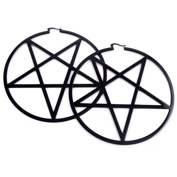 Pentagram Earrings B Killstar Black Hoops Earrings Pentagram Jewelry Oversized Hoop Earrings