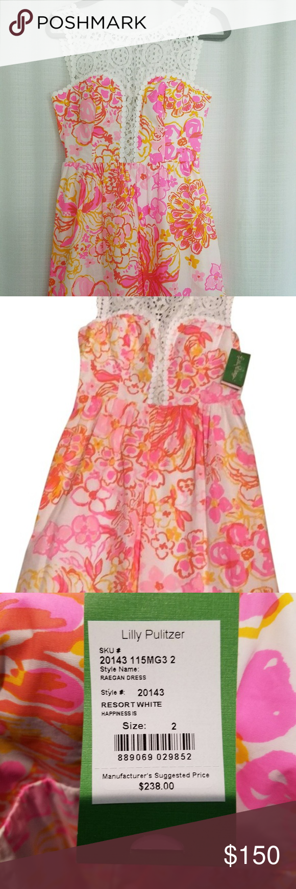 Lilly Pulitzer Raegan Dress Happiness Is Size 2 Dress Lilly