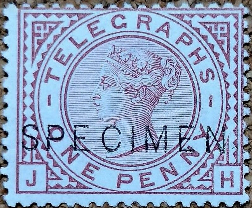 Gb 1876 Qv 1d Red Brown Telegraph Stamp Plate 1 Overprinted Specimen Specimen Stamps