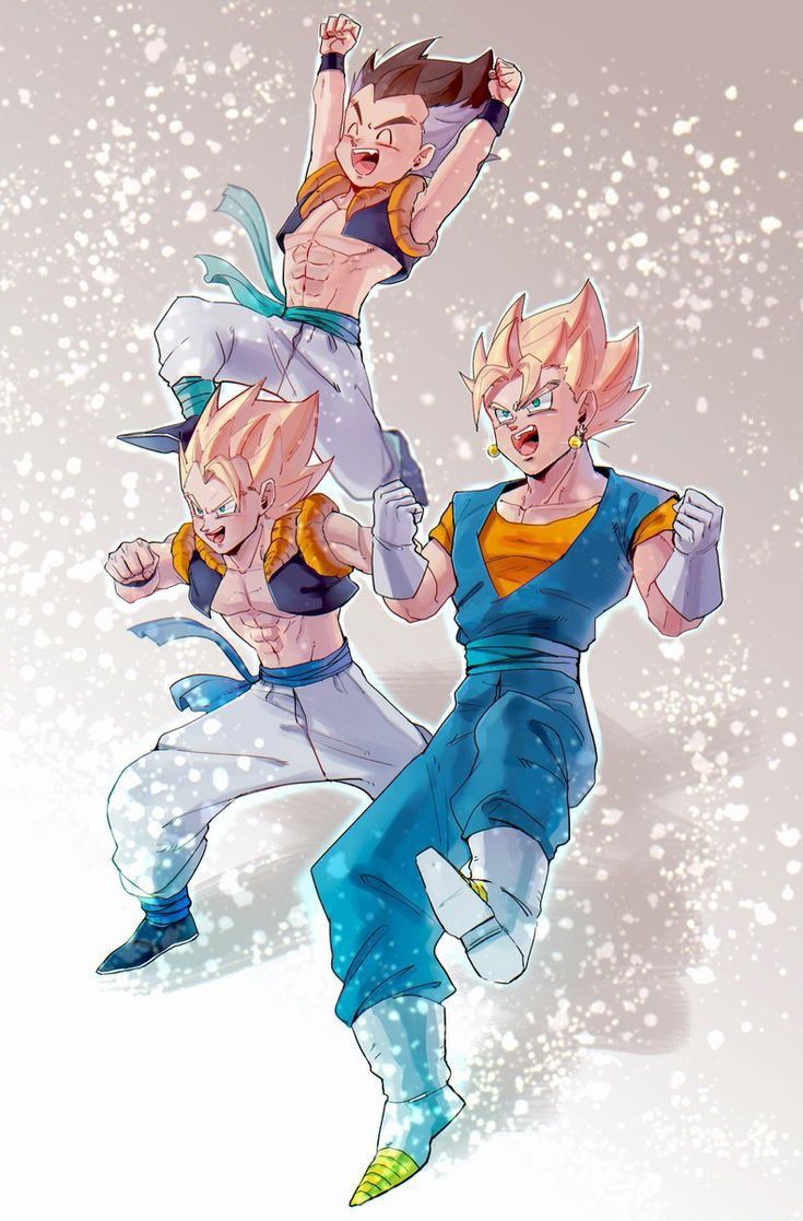 Gogeta Vegito And Gotenks Dragon Ball Z Dragon Ball Image Dragon Ball Artwork Goten Y