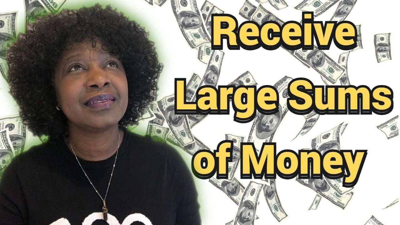 A Woman With Money In The Background And Words Receive Large Sums Of