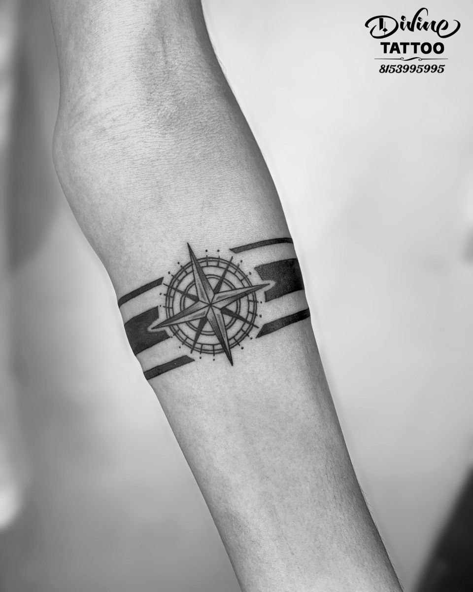Armband Tattoo Divinetattoorajkot Compass Tattoo Forearm Band