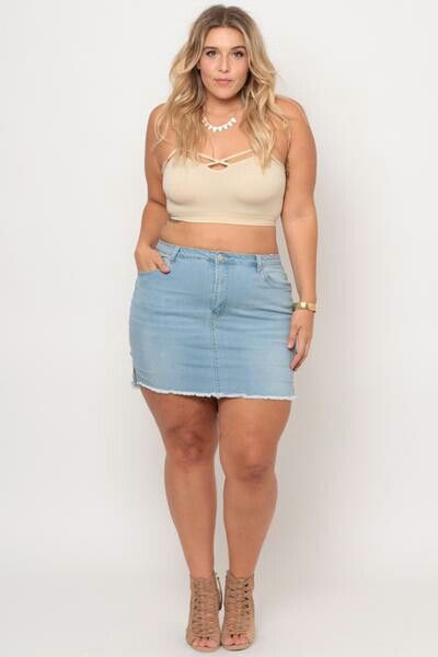 Pin By Ibukowu Katalin On Bbw14 Trendy Plus Size Clothing Mini Skirts Denim Mini Skirt