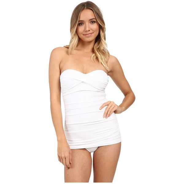 Tommy Bahama Pearl Shirred Front Bandeau One Piece White Womens