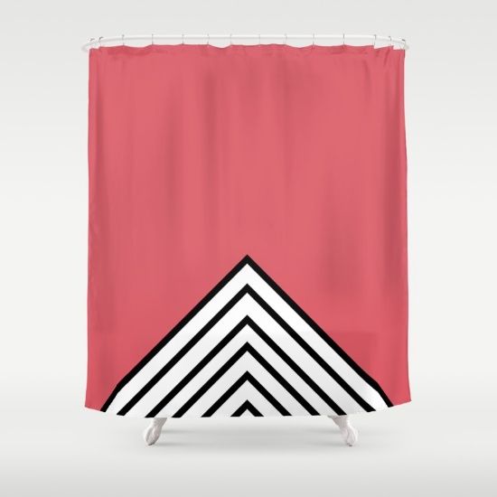 Pomegranate Black And White Stripes Pattern Shower Curtain By Xiari