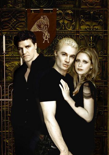 This Is How It Should Be Buffy With Spike And Angel On His Own Looking All Broody And I Like