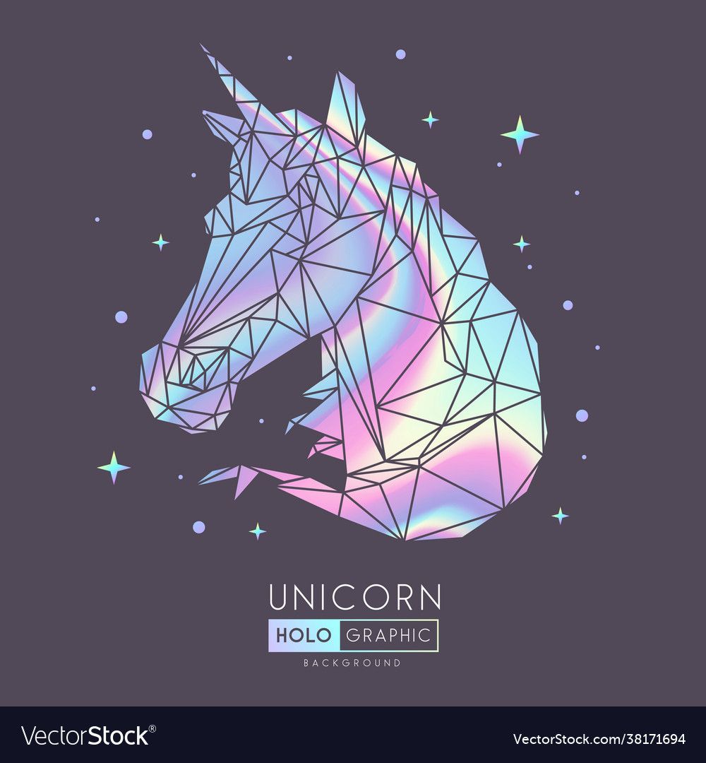 Abstract Polygonal Holographic Unicorn Silhouette Vector Image On Vectorstock Silhouette
