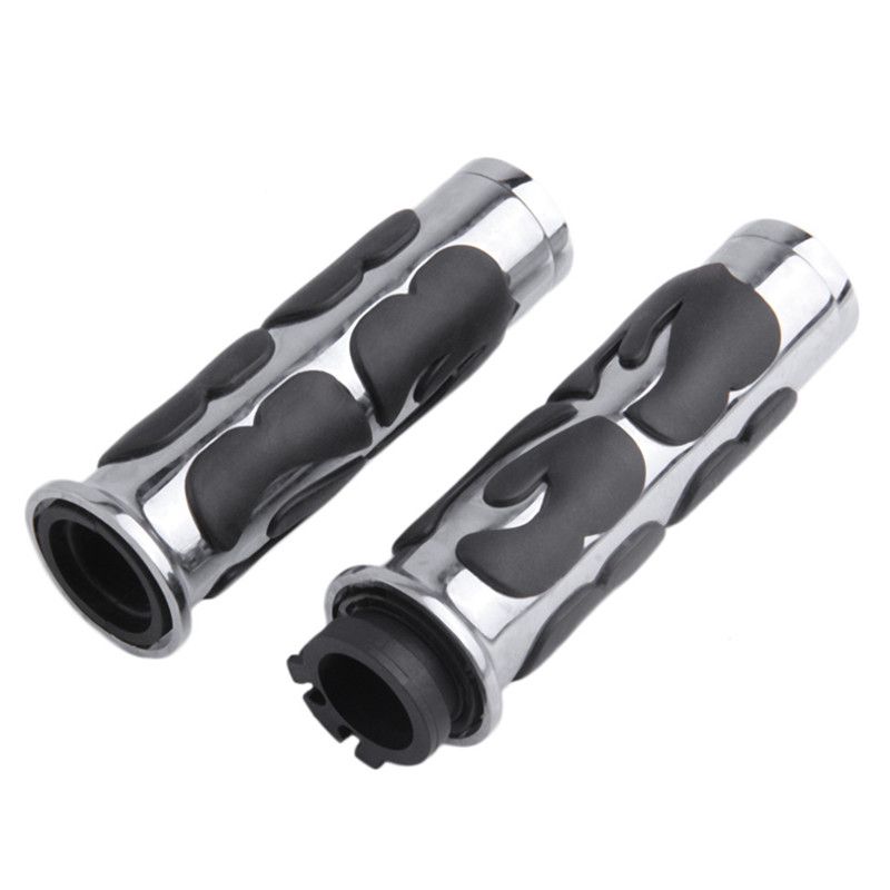 1 Pair Chrome Flame Cnc Aluminum 1 Handle Bar 1 Inch 25mm Hand Grips