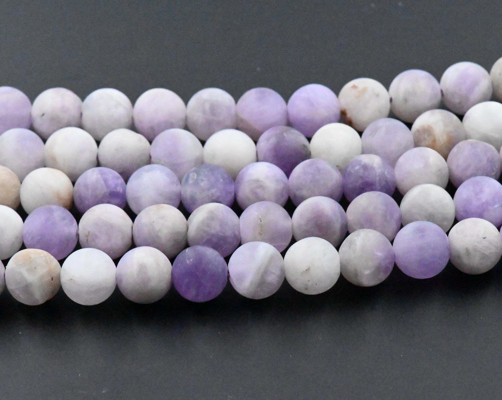 Matte Lavender Amethyst Beads 8mm Natural Round Frosted Beads 15 Inch