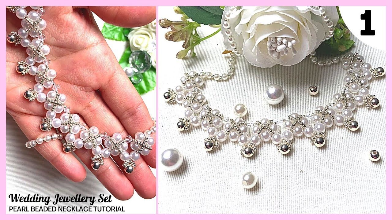Wedding Jewellery Set Pearl Beaded Bridal Necklace 1 Pearl Wedding Jewelry Sets Beaded