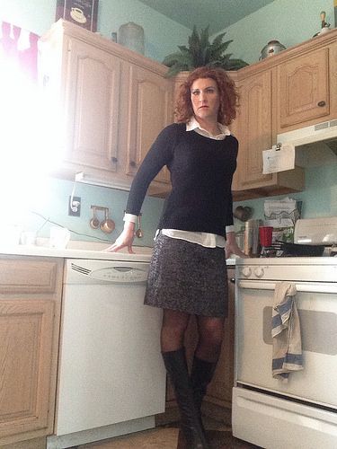 Wifes New Outfit These Girls Crossdressers Bobs New Outfits Leather Skirt Dress Up