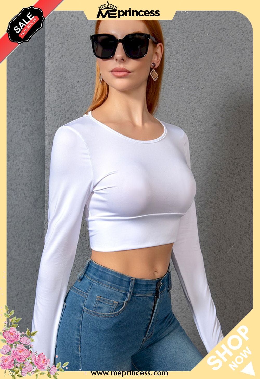 Round Neck Cropped Crisscross Back Long Sleeve Blouse In 2024 Long
