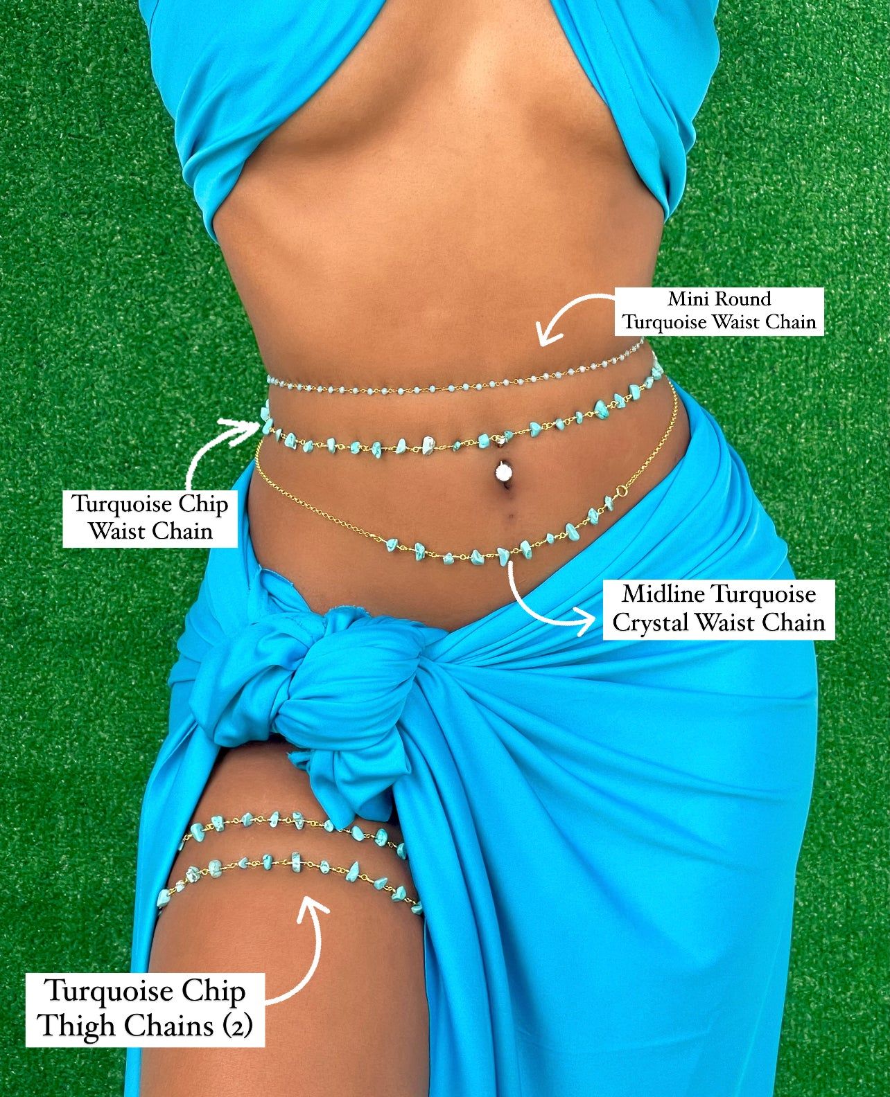 Mini Round Turquoise Waist Chain Thigh Chain Waist Chain Waist Jewelry