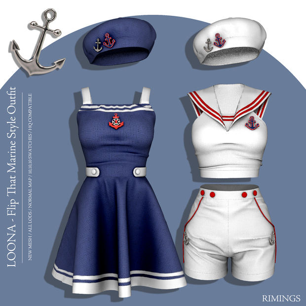 Rimings Loona Flip That Marine Style Outfit Rimings Sur Patreon The Sims 4 Pc Sims 4 Cas