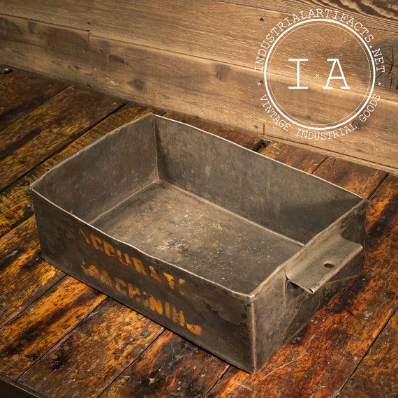 Vintage Industrial Metal Storage Bin Box Basket Tote Tray Etsy