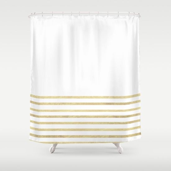 Buy Shower Curtains Featuring White And Gold Stripes By Xiari White