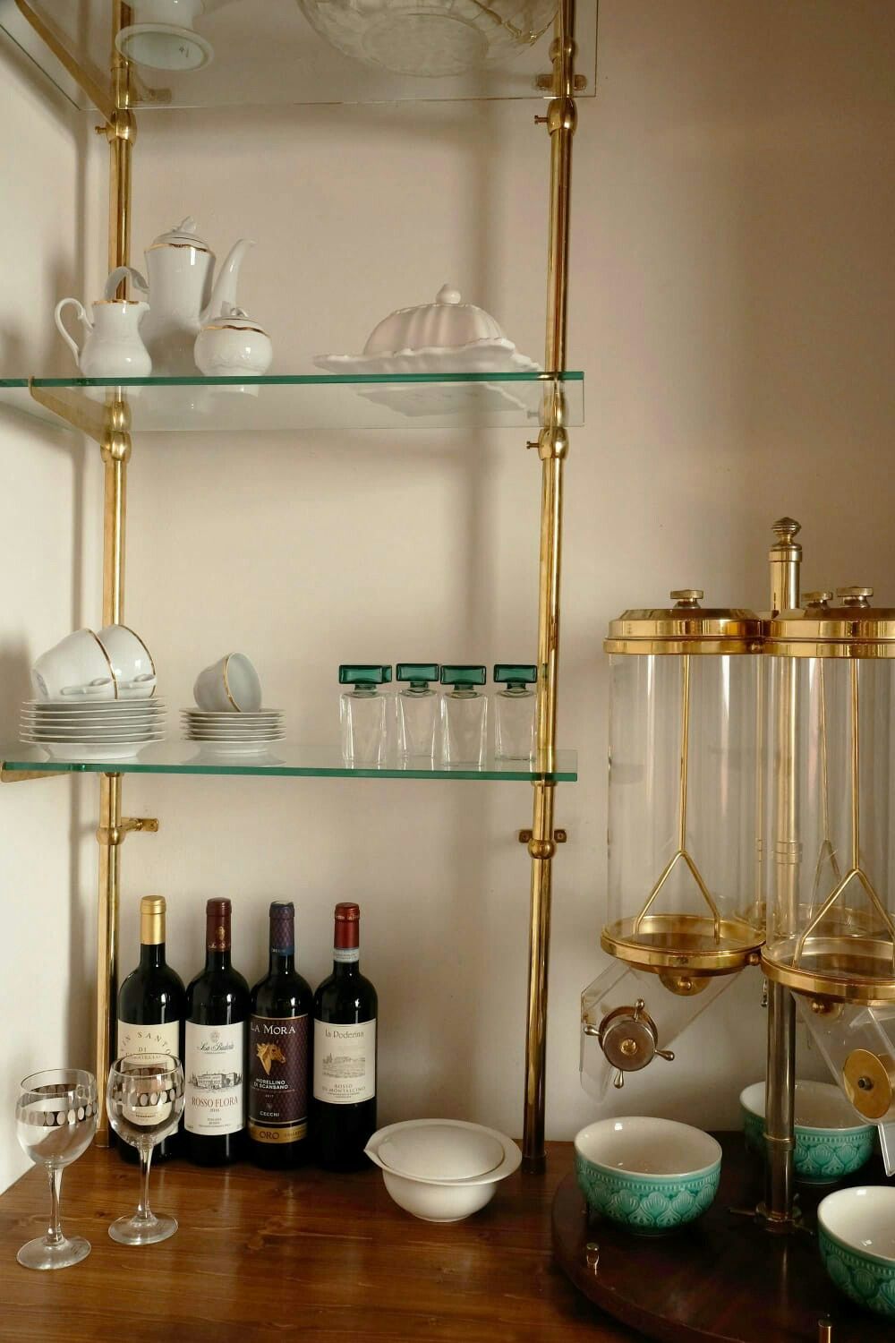 Wall Shelves Bistrot Bar Corner Glass Brass Kitchen Luxury French Patisserie Stand Shelf Italian