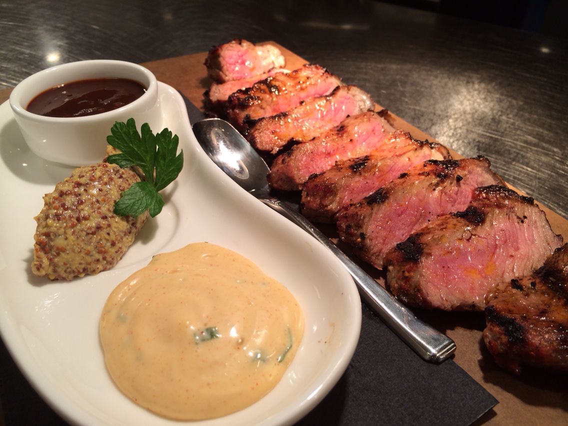 Strip Loin With Dipping Sauces Tapa Good Food Food Dipping Sauce