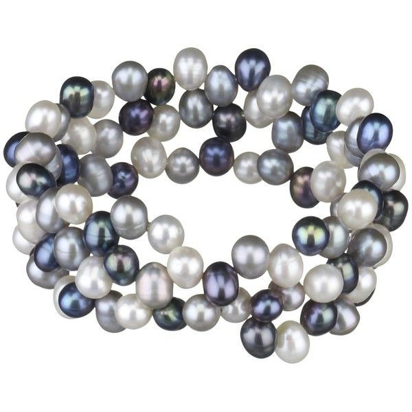 Lido Pearls Grey White And Peacock Freshwater Pearl Coil Bracelet