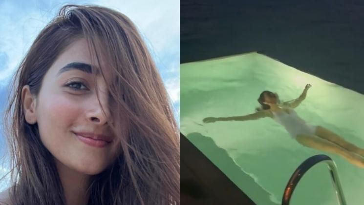 Pooja Hegde Slips Into A Pink Swimsuit As She Enjoys A Swim Watch Thespuzz Pink Swimsuit