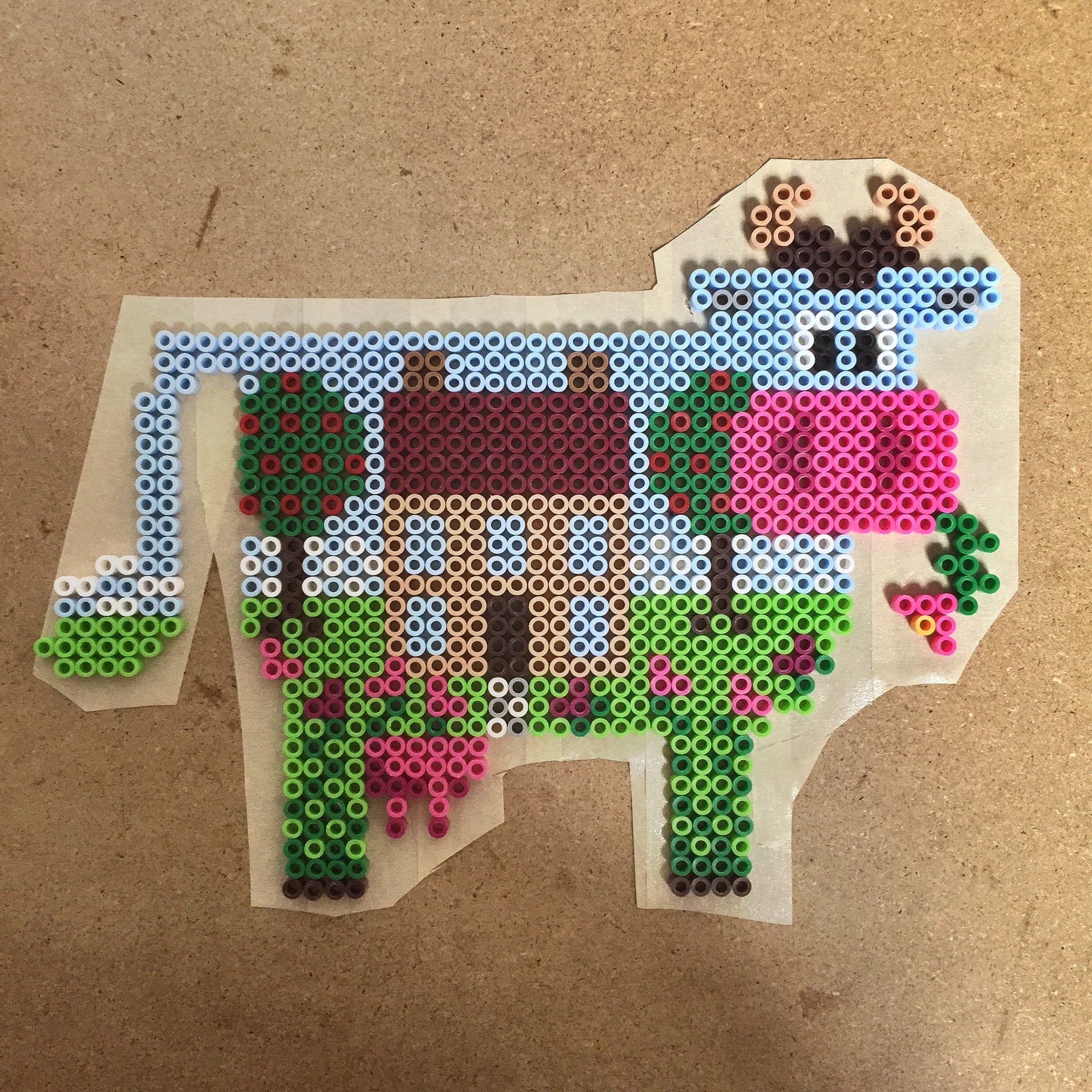 Moooooo Perler Art Adapted From Existing Cross Stitch Pattern ~ Diy Perler Bead Crafts