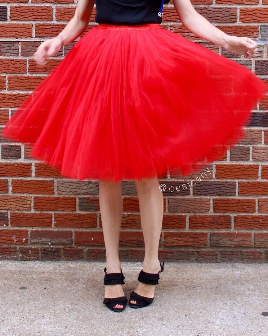 Clarisa Red Tulle Skirt Midi Red Tulle Skirt Tulle Skirt Tulle Midi Skirt