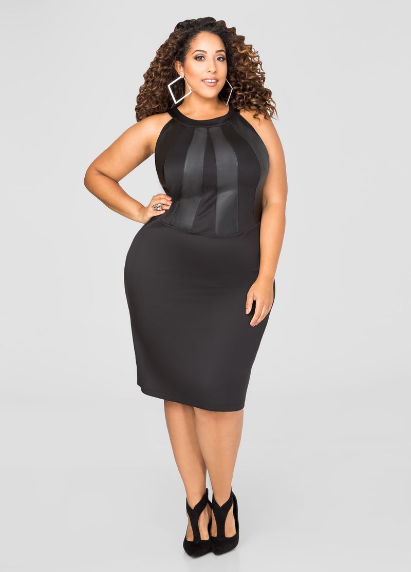 Plus Size Faux Leather Halter Bodycon Dress 010 Fts368387 Halter Bodycon Dress Plus Size