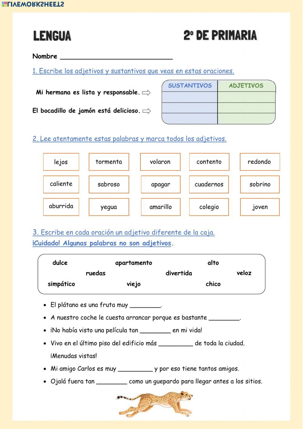 Lengua Adjetivos Worksheet In 2023 Education Tongue